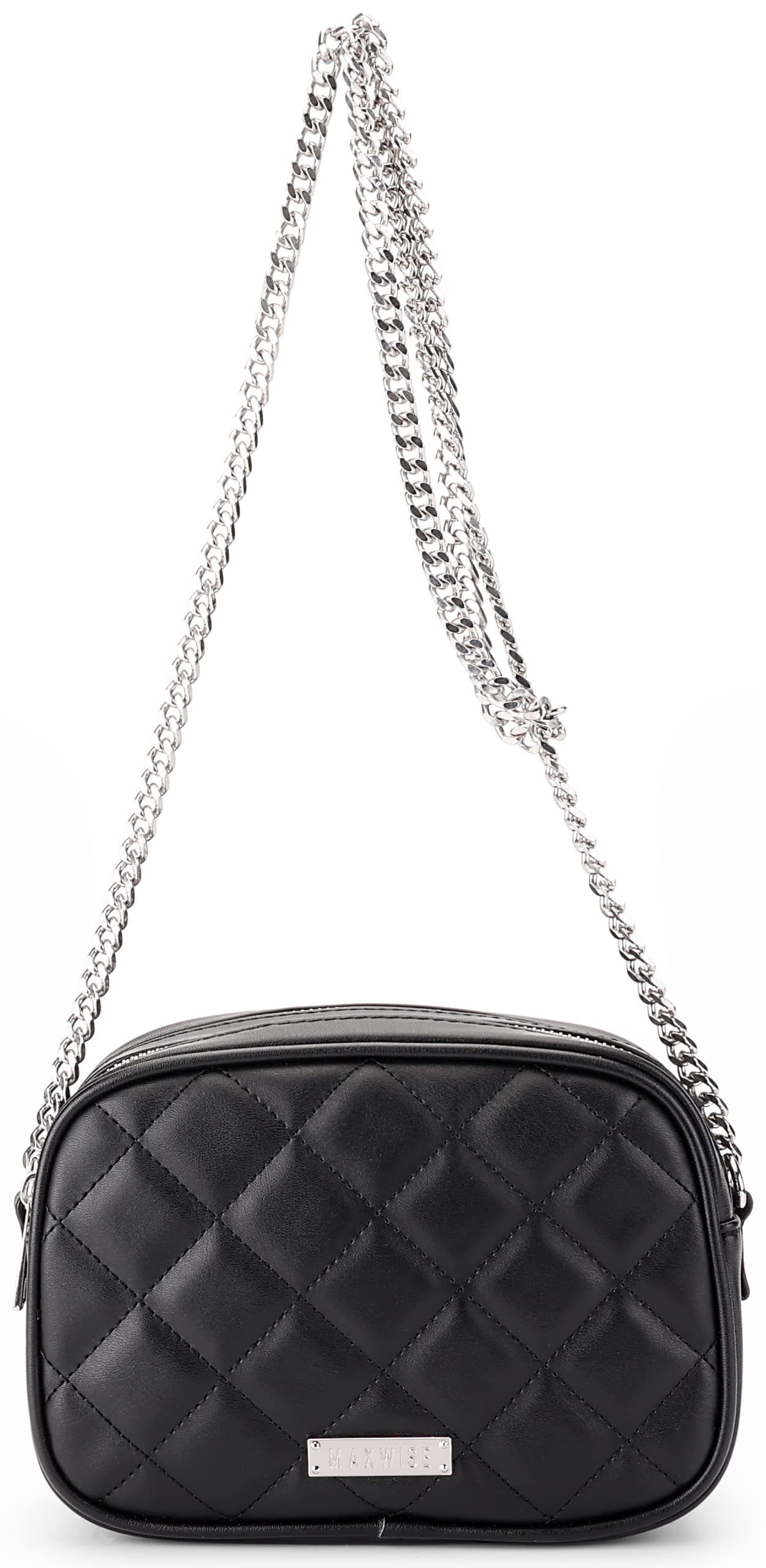 MAXWISE Quilted Crossbody Bags Crossbody Purse Small Crossbody Shoulder Bag with Chain Strap Side Purse for Women