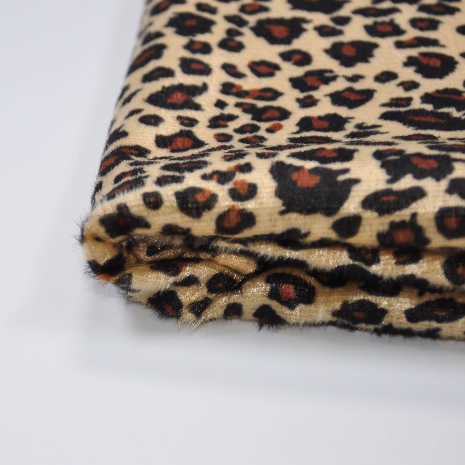 Yutone 59" Wide Leopard Print Velboa Short Fur Pile Upholstery Drapery Clothing Polyester Fabric by The Yard (Leopard one Yard)