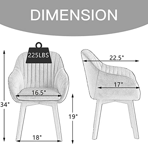 ANOUR Modern Accent Chairs Set of 2, Velvet Kitchen Dining Room Chairs with Wood Legs,Upholstered Arm Chairs for Living Room Bedroom Vanity(Green,2 Pack)