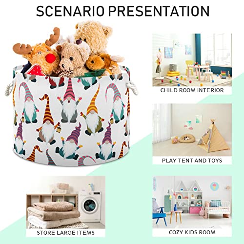 Bolaz Large Storage Basket Christmas Gnomes Cute Toy Storage Box Organizer Bins with Handles Laundry Hamper Basket for Home Decor