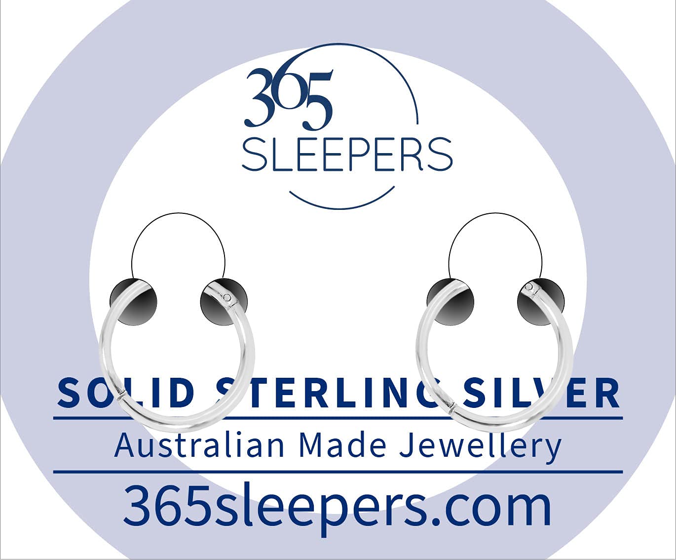 365 SLEEPERS Sterling Silver Unisex Hinged Hoop Nose Helix Tragus Lip Ring Sleeper Earrings - Hand Made In Australia - Nickel Free Hypoallergenic - 8mm - 10mm - 12mm