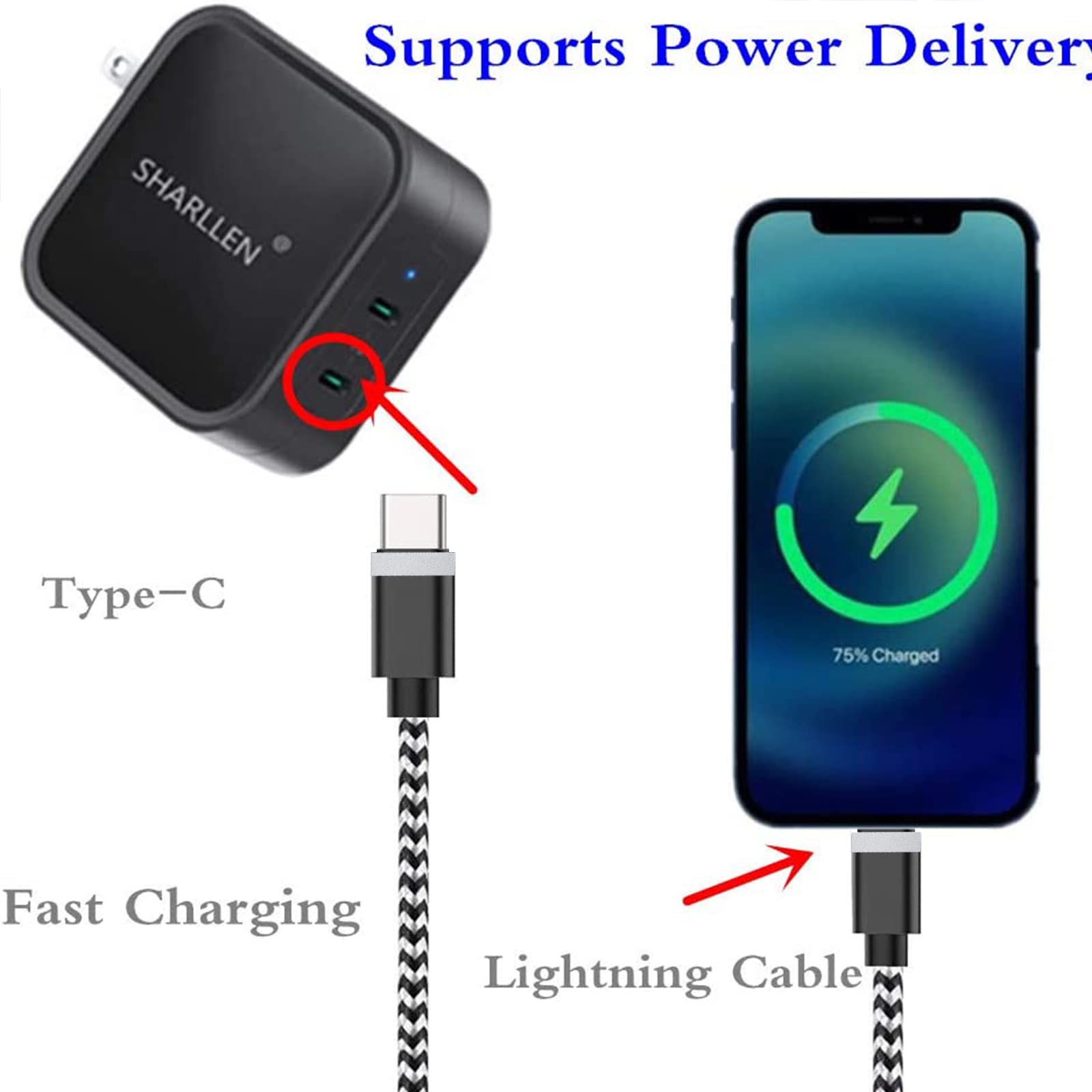 USB C to Lightning Cable iPhone 14 Charger Cable MFi Certified 5 Pack 3ft/6ft/10ft Supports Power Delivery Fast Long Card Data Sync Nylon Braided Compatible iPhone 14/13/12/11/XS/XR/X/8/iPad/iOS