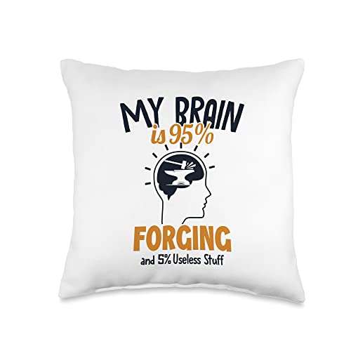 Forging Equipment Starter Kit Gifts For Beginners My Brain is 95% Hobby Legend Forging Blacksmith Throw Pillow, 16x16, Multicolor