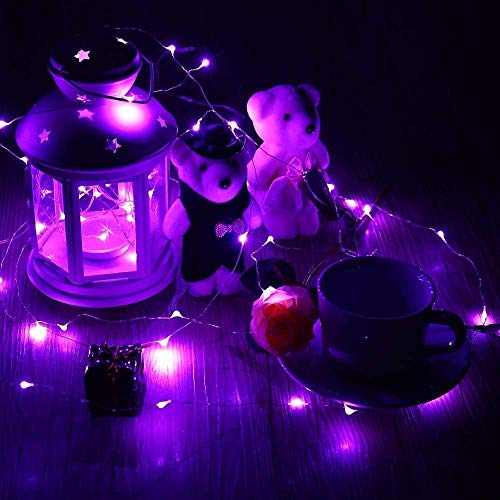BOLWEO 10Ft 30 LED Purple Fairy Lights Battery Operated String Lights Starry for Bedroom Decor Diwali Halloween Christmas Lights Tree Wedding Party Decoration