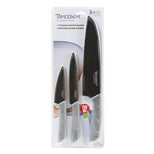 Hampton Forge Tomodachi HMC01A612C Raintree Ash โ 3 Piece Knife Set with Matching Blade Guards