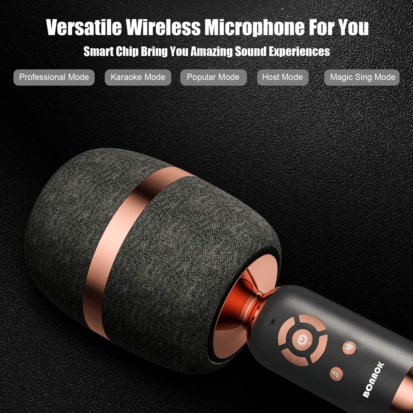 BONAOK Wireless Bluetooth Karaoke Microphone, Portable Mic Singing Machine for PC/All Smartphones Home Party Indoor Outdoor Q3(Gray)