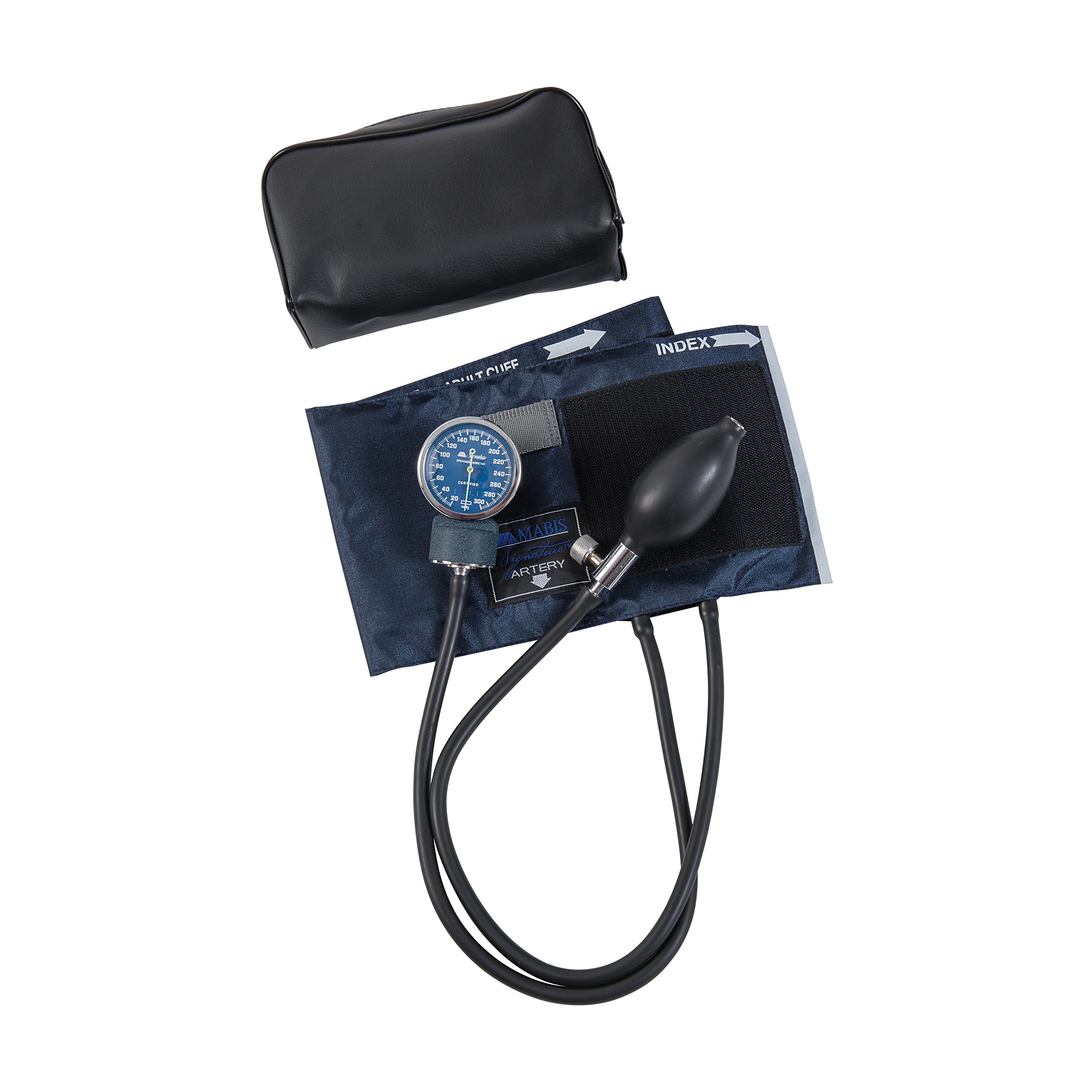 MABIS Aneroid Sphygmomanometer Blood Pressure Gauge Large Adult Cuff for Home Use, Blue
