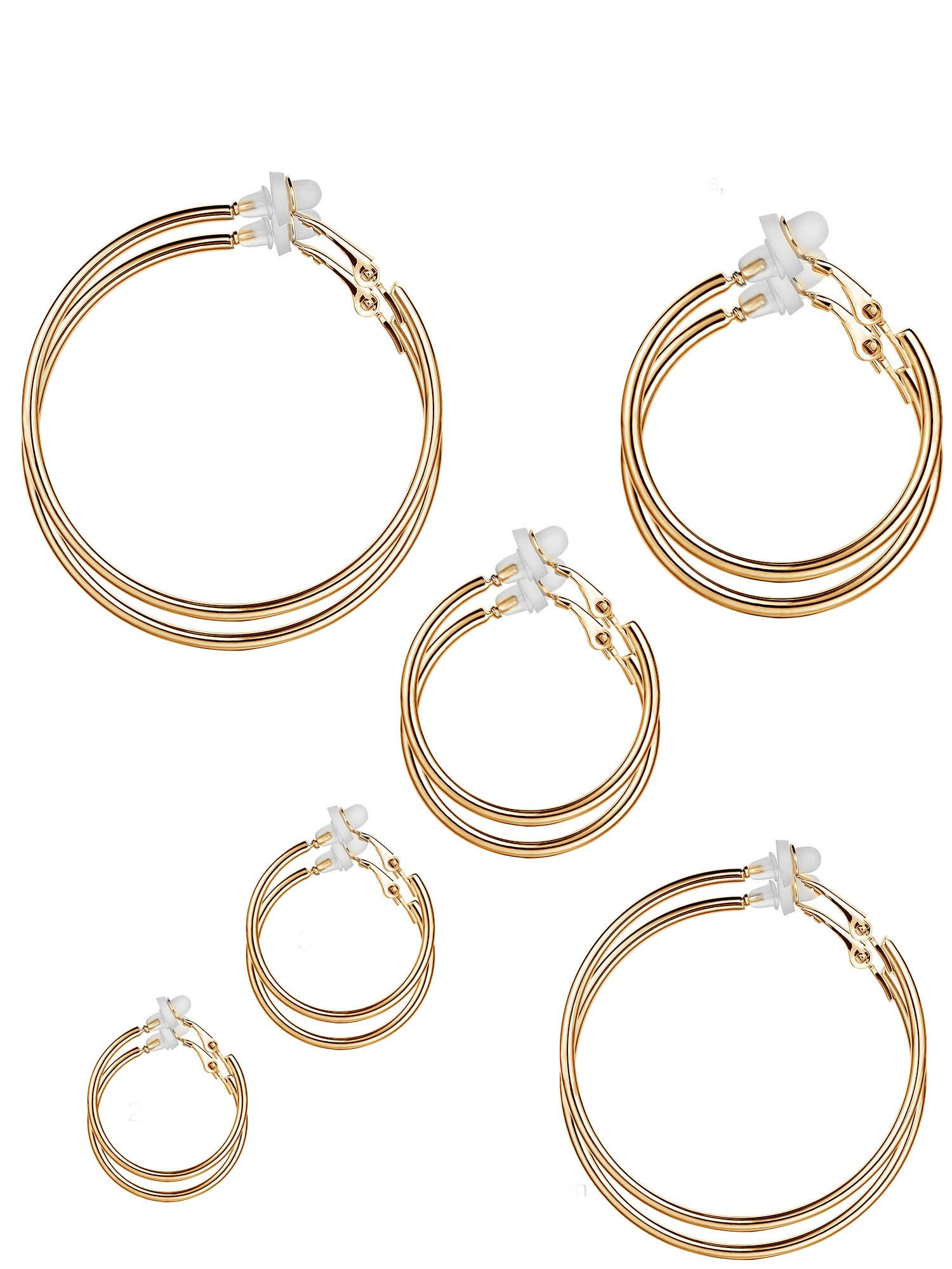 6 Pairs Earrings Clip On Earrings Non Piercing Earrings Set for Women and Girls, 6 Sizes (Gold Color)