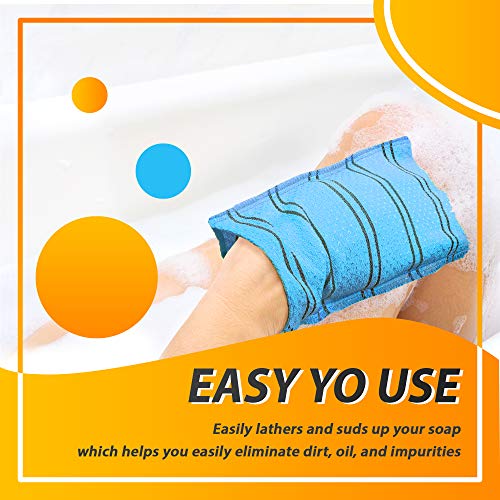 Korean Asian Exfoliating Cloth Mitt - Large Viscos Italy Bath Towel, Body Scrubbing Scrub Washcloth, 5 pcs