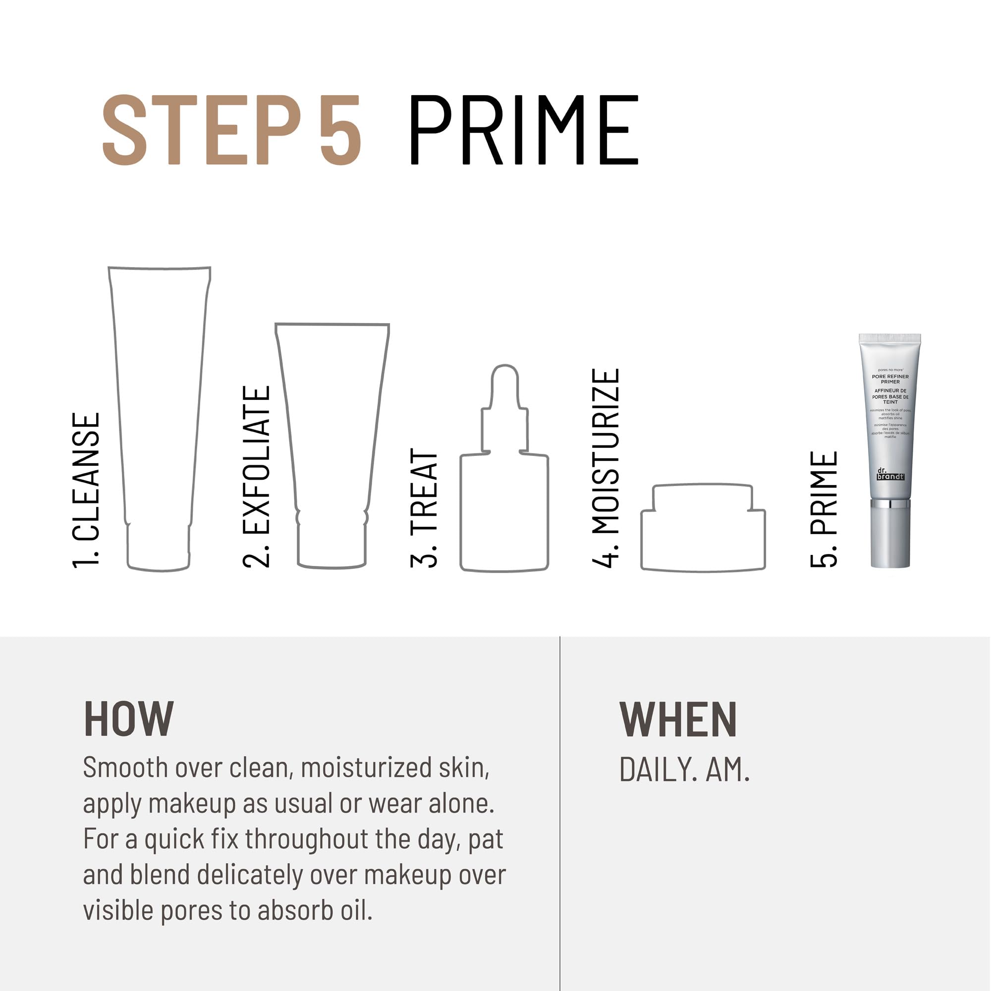 Dr. Brandt Pores No More, Pore Refiner Primer - Instantly Minimizes the Appearance of Pores, Absorbs Oil & Mattifies Shine - 0.5 fl oz