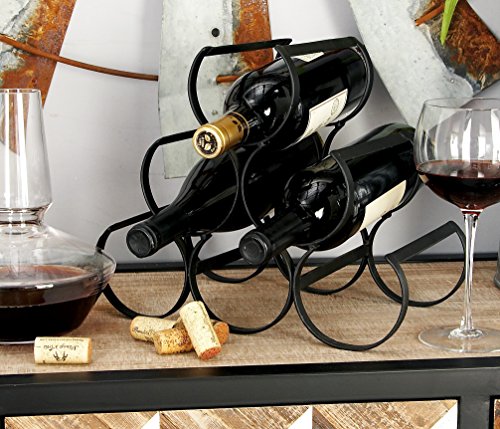 Deco 79 Metal 6 Bottle Wine Rack, 12" x 7" x 10", Black
