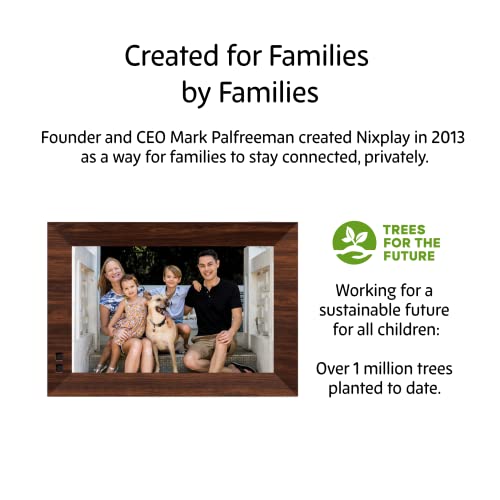 Nixplay 10.1 inch Smart Digital Photo Frame with WiFi (W10F) - Wood Effect - Share Photos and Videos Instantly via Email or App