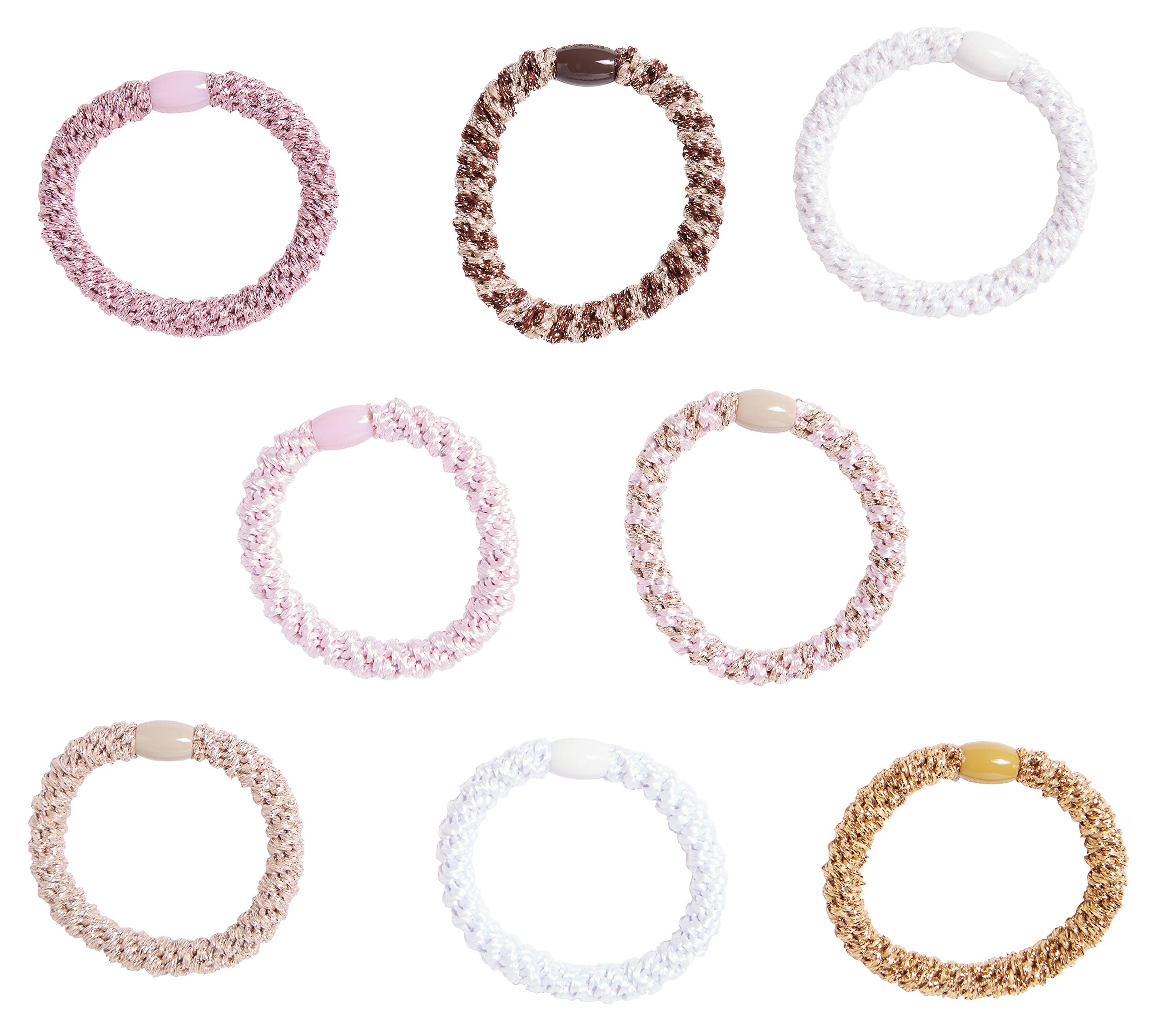 L. Erickson Grab & Go Pony - Cotton Candy - 8 Pack Ponytail Holder Hair Ties - Pink and White Mix