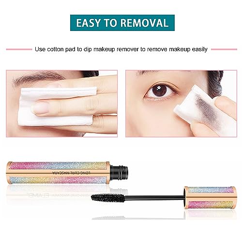 4D Silk Fiber Lash Mascara, Black Voluminous Fiber Thrive Mascara, Waterproof Black Volume and Length Mascara,Natural Long Lasting, No Smudge, No Clumping