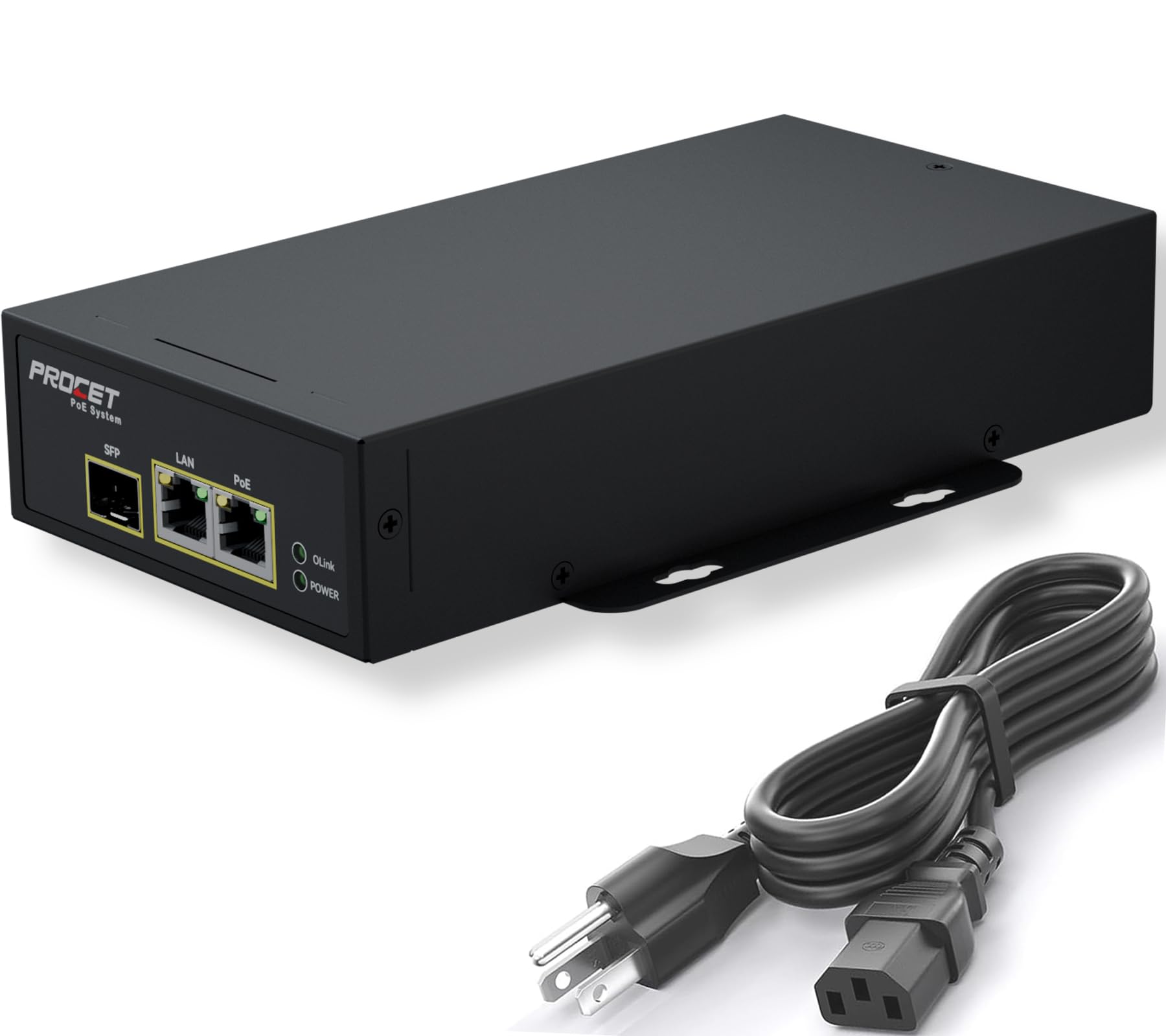 PROCET 60W SFP Fiber PoE Injector Gigabit SFP/ Uplink PoE Power Supply, LAN Multi-Options, IEEE802.3at/bt PoE++, PoE 6KV Surge Protection, Wide Temp -40℉ to 149℉, PT-PSE107GRO-S