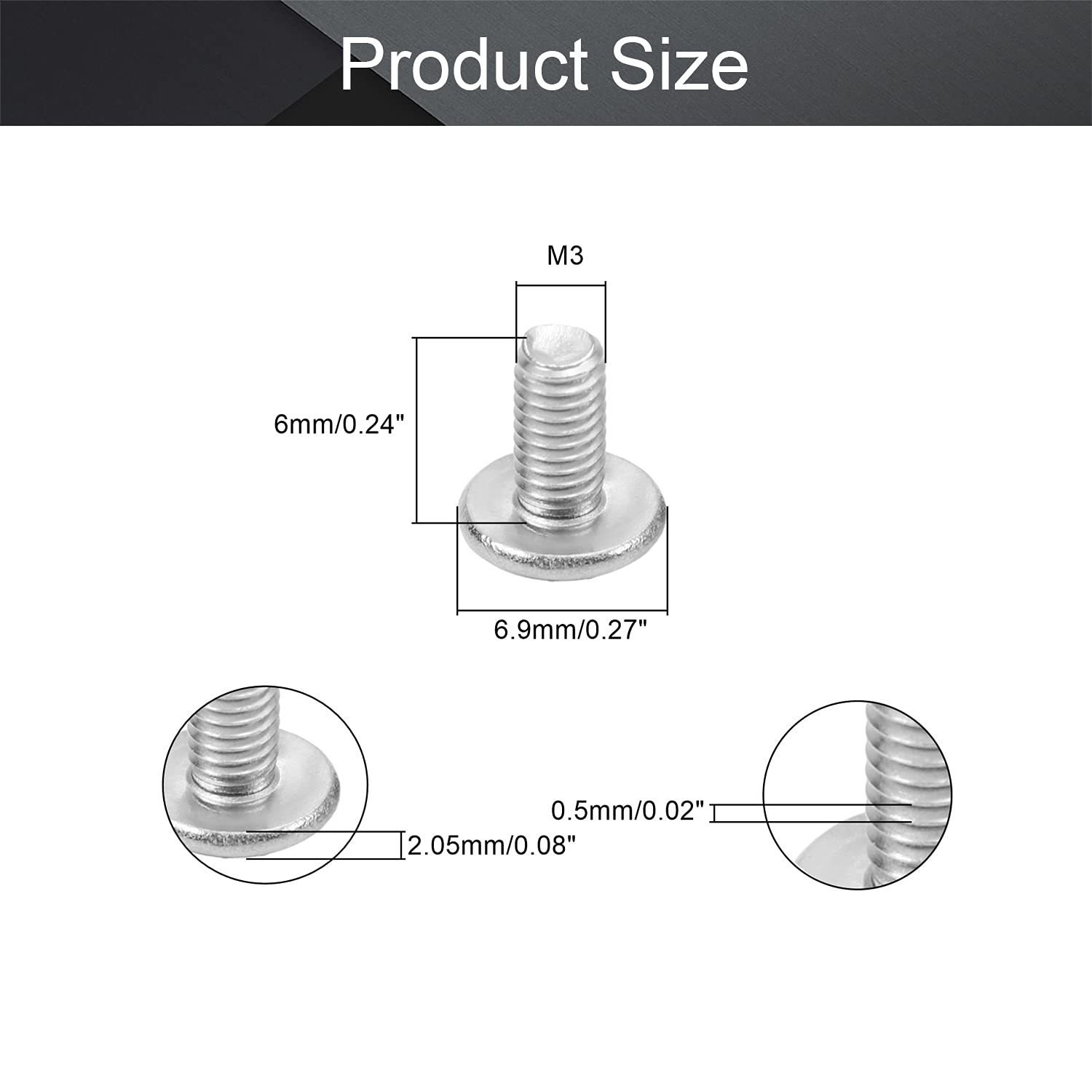 MroMax 30Pcs M3 x 6mm Truss Head Phillips Machine Screw, 304 Stainless Steel (A2-70), Fully Thread, Metric Silver Gray Truss Cross Head Screws Bolts for Home Small Appliance Electronic Instrument