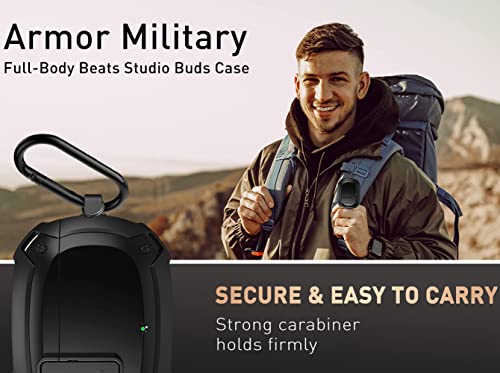 Beats Studio Buds/Studio Buds Plus Case 2021/2023, [Secure Lock] OTOPO Cool Beats Studio Buds+ Protective Case Cover Men Women with Keychain for New Beats Studio Ear buds + Case - Black