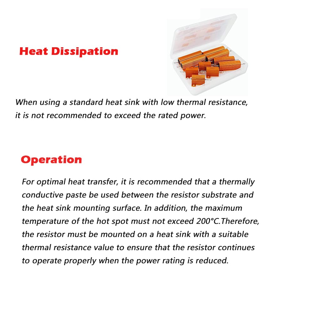 WOWOONE Set of 10 Power Resistor, Aluminum Shell Resistors, 25W 6 Ohm/8 Ohm, 50W 25 Ohm, 100W 8 Ohm/3 Ohm Watt Shell Power Aluminum Housed Case Wirewound Resistor for Nest Hello Doorbell