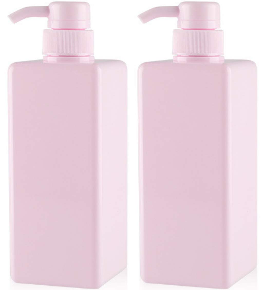 Refillable Pump Bottles 22oz/650ml Plastic Pump Bottles (Pink) - Set of 2 Empty Pump Bottles for Lotions and Creams - Plastic Pump Bottles for Hand Sanitizer, Soap, Shampoo, Conditioner and More