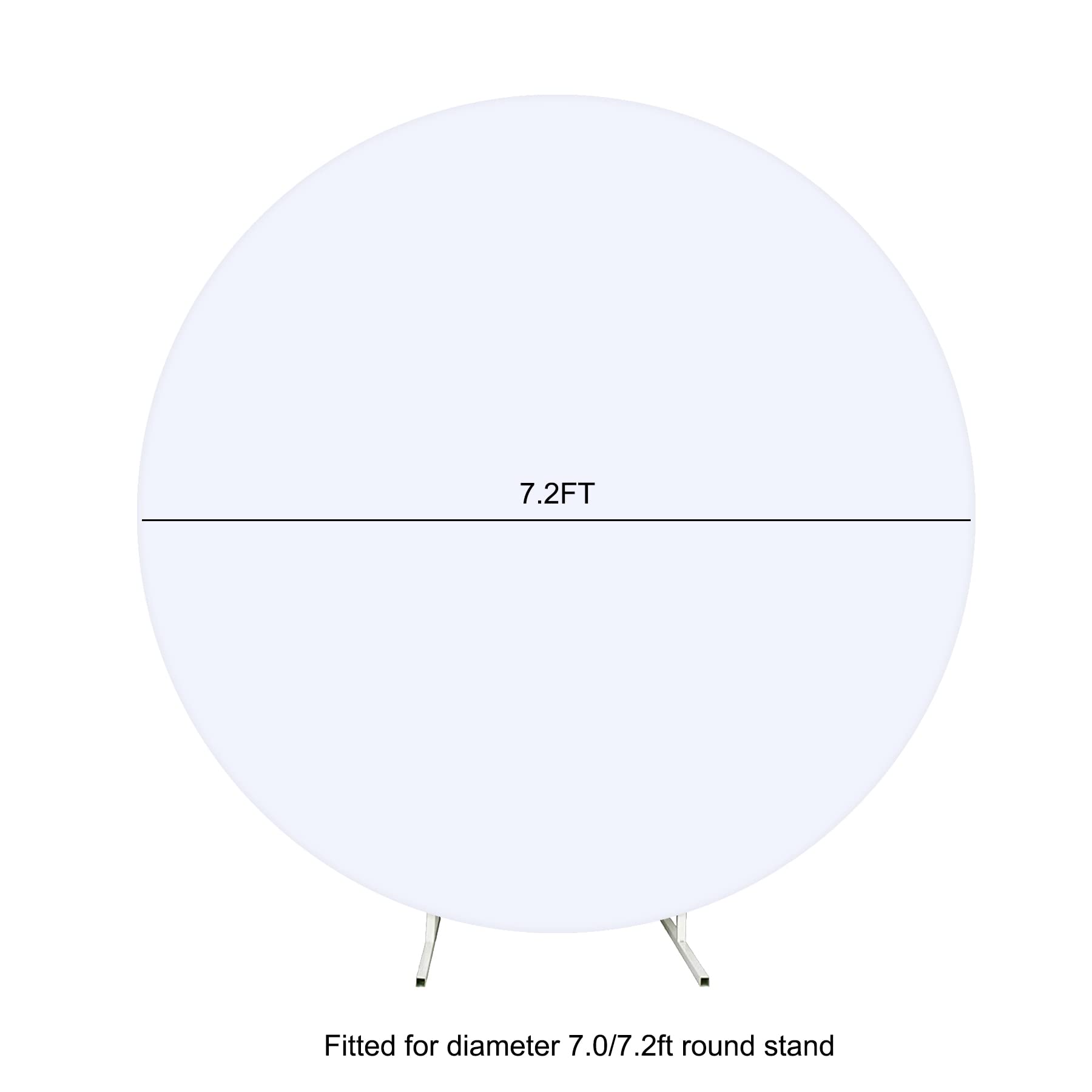 7.2ft Pure White Round Backdrop Cover for 7ft /7.2ft Circle Stand, Wrinkle Free Stretchy Circle Arch Round Backdrop Cover for Party Wedding Birthday Baby Shower Photography