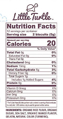 Little Turtle Rice Biscuits Combo Pack, Organic Mango & Strawberry Flavor, 12 wrapped 2 Pack, 4 Count