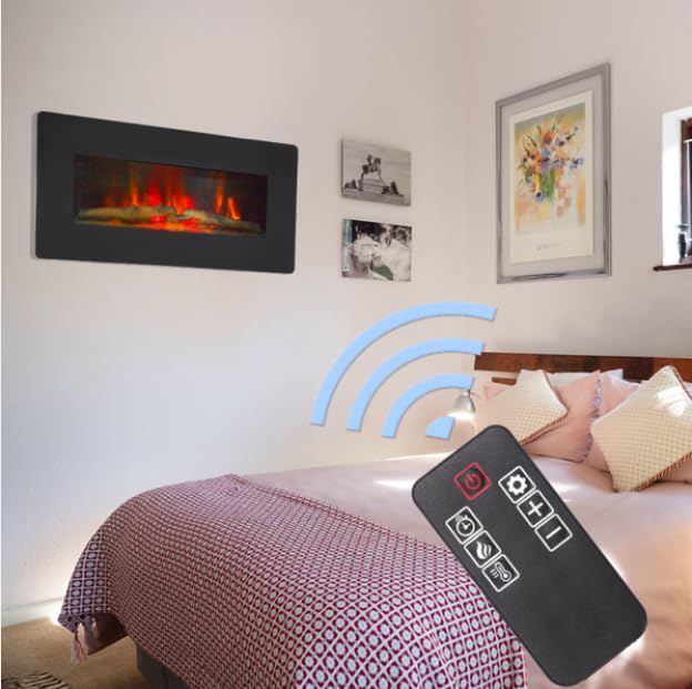 36 Inch Electric Fireplace, Ultra-Thin Recessed Wall Mounted Fireplace for Living Room/Bedroom with Remote Control, Adjustable Flame, 6H Timer, 1400W