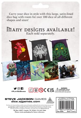 Deluxe Dice Bag: Kitten Caster | Large Drawstring Bag 7” x 7” | Printed Fabric | Holds Over 100 Dice | RPG Bag | Roleplaying Game Bag | Tabletop Adventure Game Bag | from Steve Jackson Games