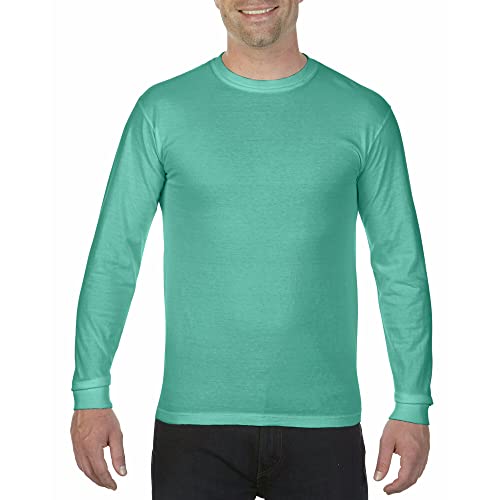Comfort Colors Men's Adult Long Sleeve Tee, Style 6014, Seafoam, Medium