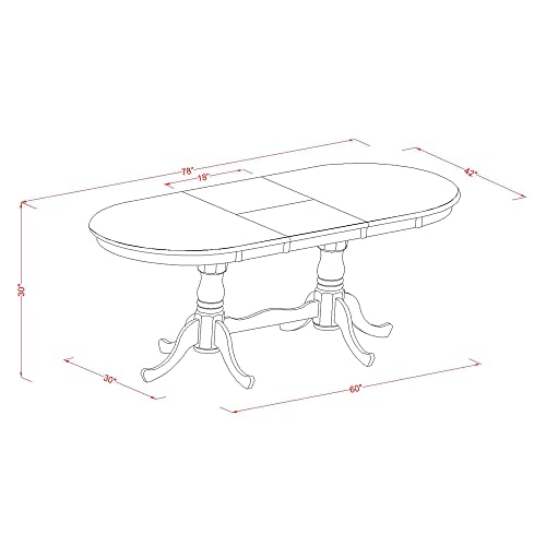 East West Furniture PLDO9-BCH-W Dining Set, 9-Piece