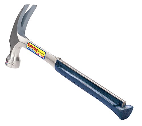 Estwing E3β22S 22 oz Straight Claw Hammer with Smooth Face & Shock Reduction Grip, Silver