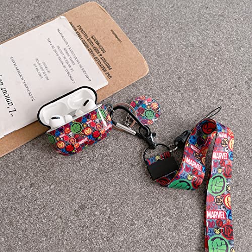 Auto Element Anime Super Hero Character Soft TPU Airpods 3rd Generatio Case,with Cartoon Anime Lanyard Keychain,Suitable Fashion Man Women Girl Airpods 3rd Case