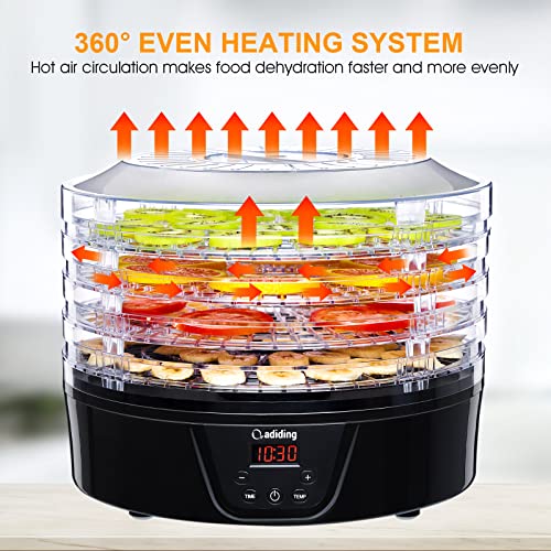 Adiding Food Dehydrator Machine, Dehydrator with 4 BPA Free Trays, Digital Timer & Temperature Control, 350W Food Dryer for Fruit Vegetable Meat Beef Jerky Herbs Pet Treats