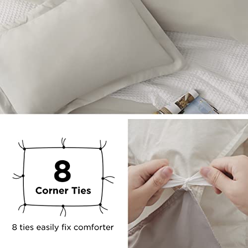 Bedsure Light Khaki Duvet Cover Queen Size - Soft Brushed Microfiber Duvet Cover for Kids with Zipper Closure, 3 Pieces, Include 1 Duvet Cover (90"x90") & 2 Pillow Shams, NO Comforter