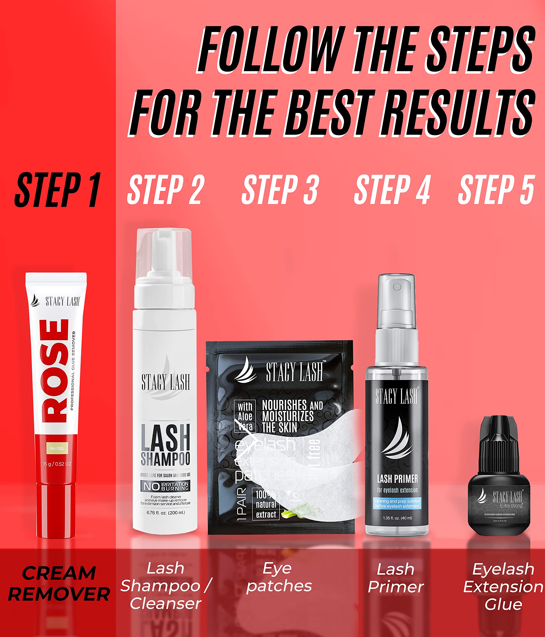 Lash Remover for Lash Extensions by Stacy Lash (0.52oz / 15g) / Rose Eye Lash Glue Remover/Fast Adhesive Dissolution time - 60 sec/Professional Eyelash Extension Supplies/Salon Lash Removal