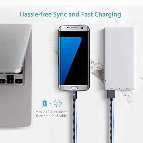 Micro USB Cable Android Charger - Syncwire [2-Pack 6.5 ft] Super-Durable Nylon-Braided Fast Sync & Charging Cord for Samsung, HTC, Nexus, LG, Xbox One, PS4, Smartphones & More