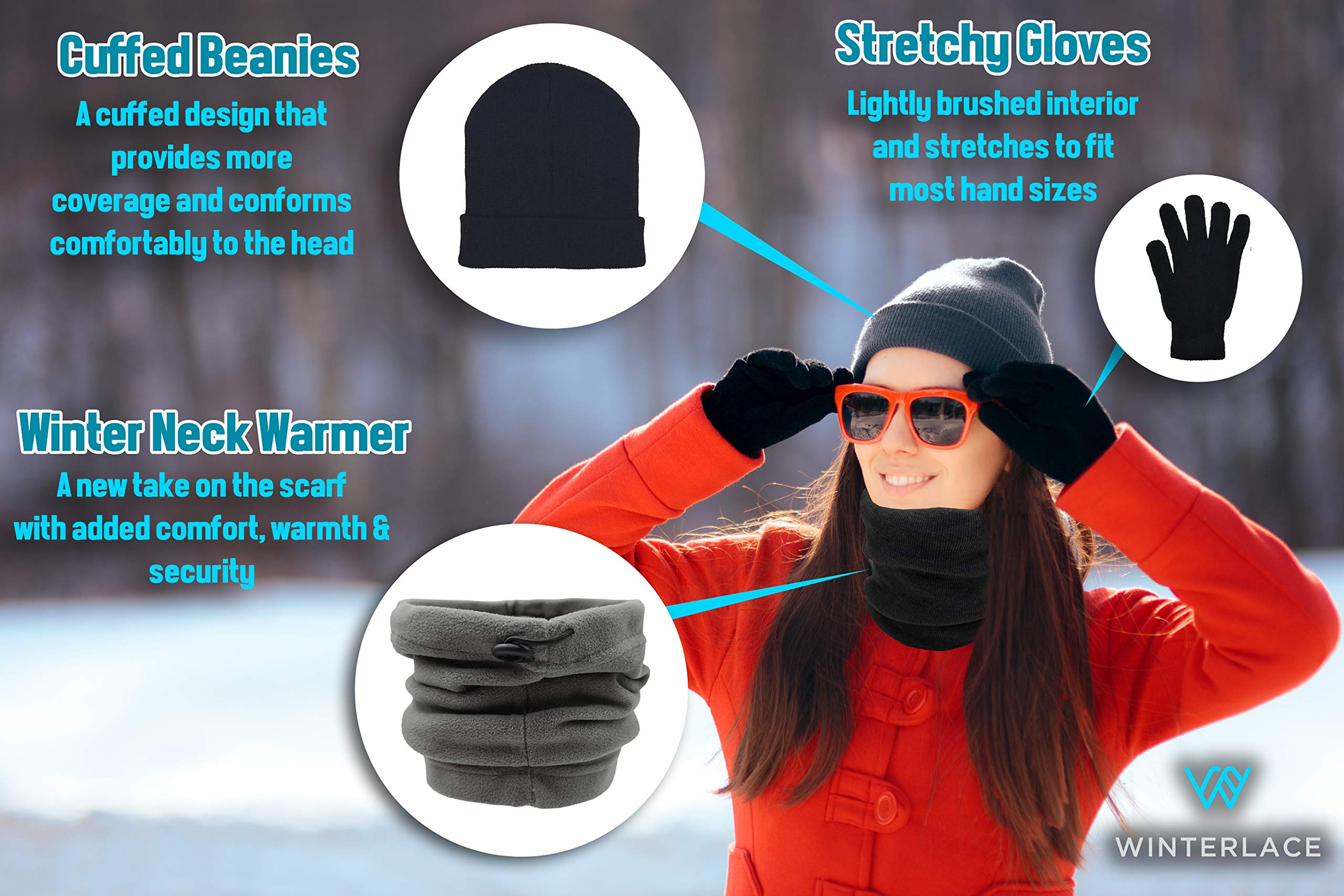 36x Winter Gloves, Beanies, Neck Warmers Unisex Bulk Pack Donation Charity Care Bundle