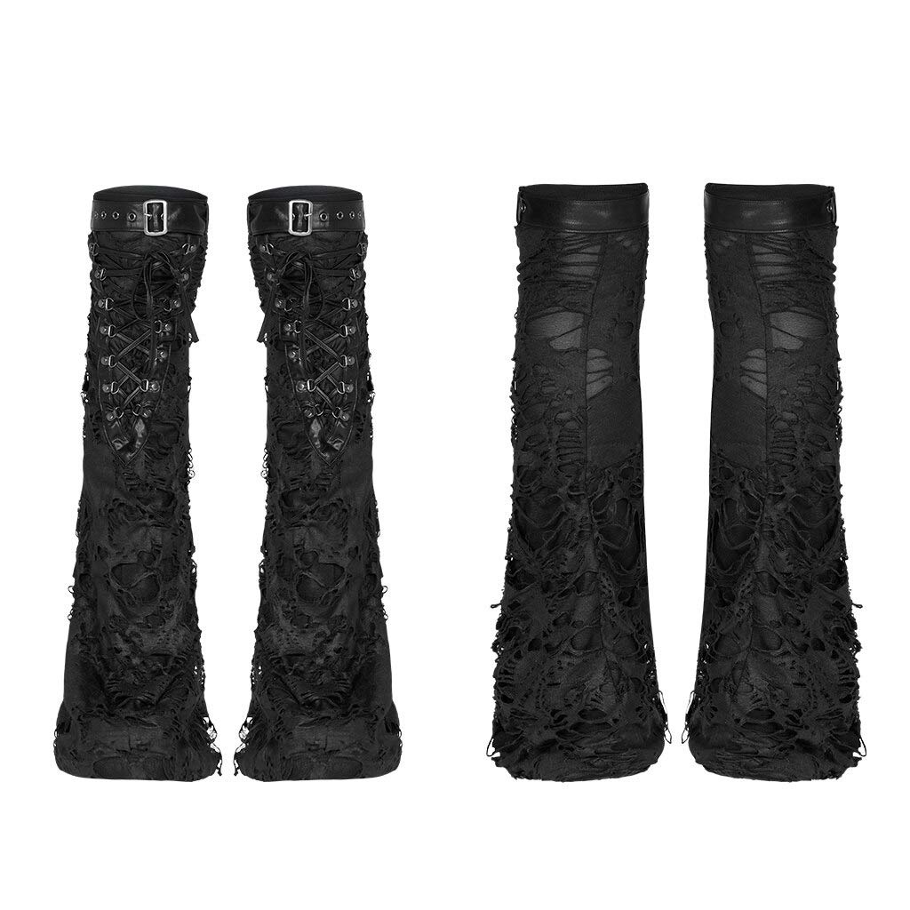 NC PUNKRAVE Women's Punk Decadent Shabby Leg Sleeve Hole Elastic Knitt A-word Hem Warm Leg Warmer (M~L)