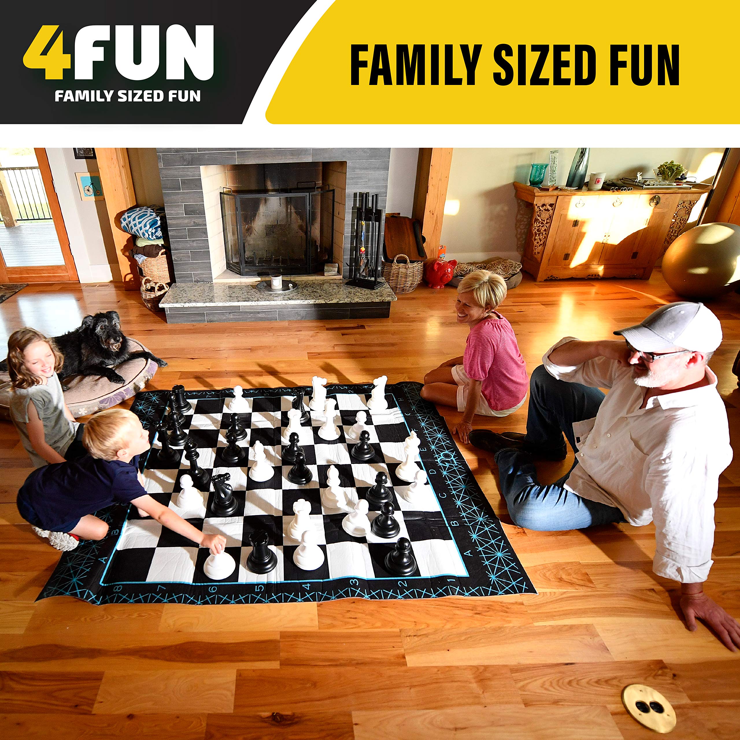 4Fun Jumbo Chess and Checkers Set | Giant Chess/Checkers Game | Outdoor Chess/Checkers | Outdoor Board Game