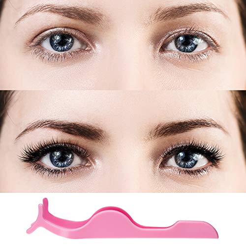 Mudder 60 Pcs Plastic Eyelashes Extension Tweezers False Eyelash Applicator Tool Eyelashes Clip Fish Tail Clip Tweezers for Lashes Application and Removal(Pink)