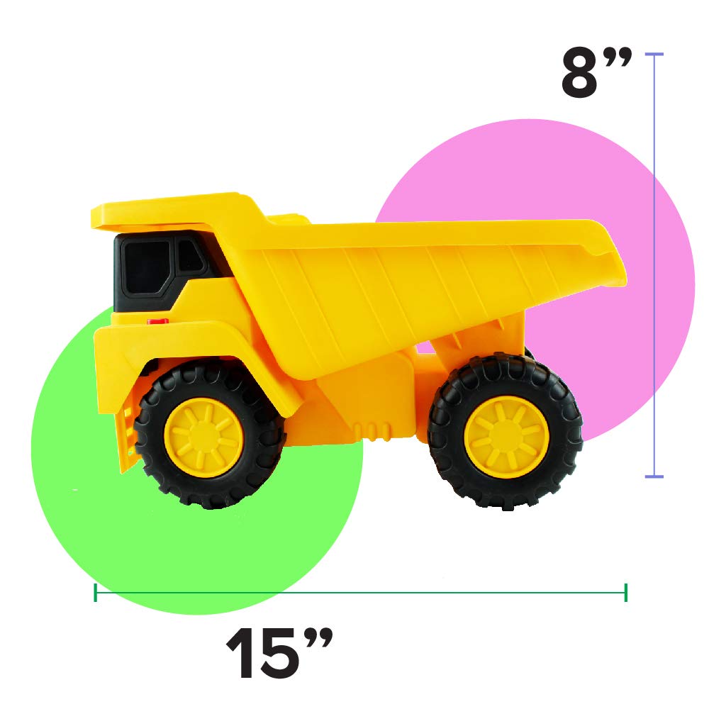 Boley Large Jumbo Dump Truck Construction Vehicle - Button Activated Lights and Sounds Construction Toy with Moveable Load Container - Perfect Car Truck Toy for Kids, Children, Toddlers