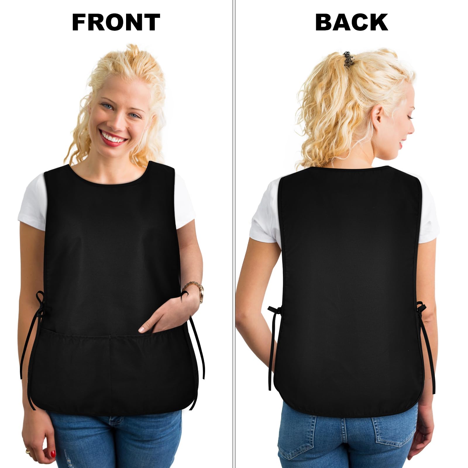TFTAFAN Cobbler Apron Unisex Waterproof Apron with 2 Deep Pockets Art Smock for Painting Cleaning Artiest Apron work kitchen (1, Black)