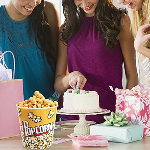 Tebery 12 Pack Plastic Popcorn Containers Reusable Popcorn Bucket Tub for Movie Night - 7 x 7 Inches