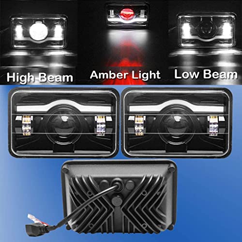 AUTOFU 4PCS 4X6 LED Headlights DRL for Chevy Pick Up Trucks C10 C20 K10 K30 K5 Blazer Suburban (1981 to 1987), Sealed Beam High Low H4651 H4642 H4652 H4656 H4666 H4668 H6545 Conversion Kit