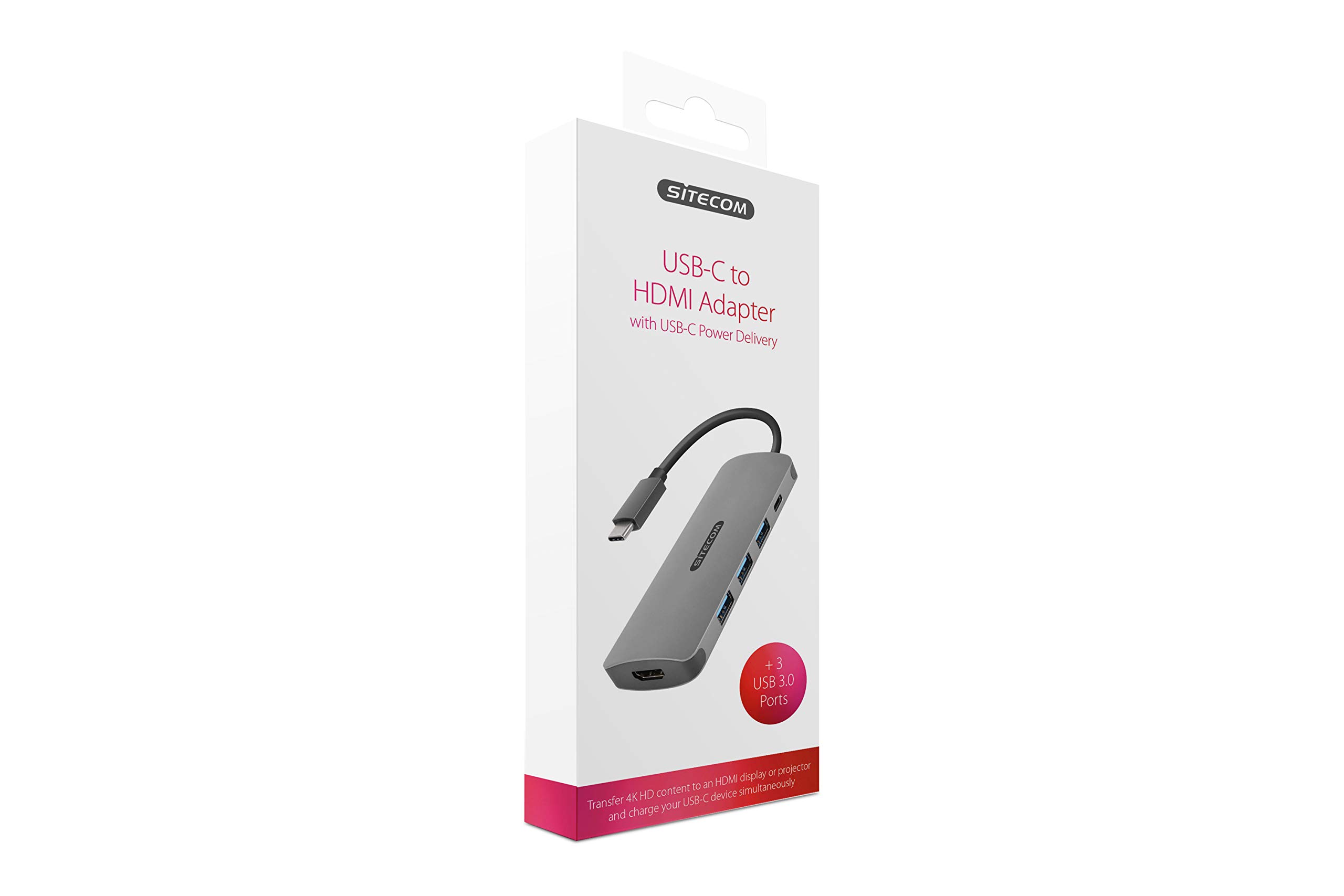 Sitecom USB-C to HDMI Adapter - with USB-C Power Delivery + 3 USB 3.0 Ports