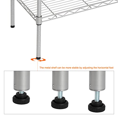 Karl home 5 Tier Wire Shelving Unit Height Adjustable Storage Metal Shelf, Heavy Duty Garage Rack for Office, Kitchen, Laundry (21.3" L x 11.4" W x 59.1" H, Silver)
