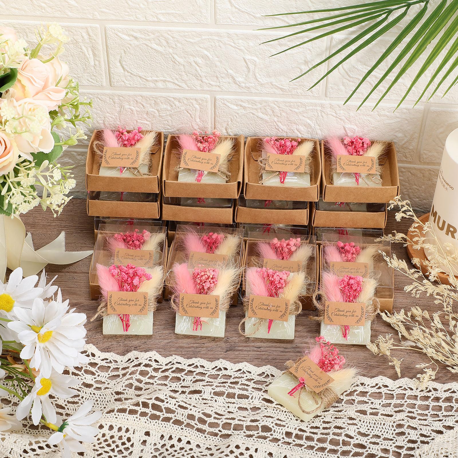 Heigble 36 Pcs Wedding Soaps Gifts for Guests Handmade Baby Shower Small Scented Soap Rectangle Mini Soap Bulk Baby Shower Bridal Shower Wedding Supplies