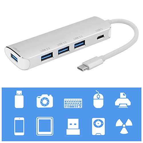 USBC Hub, Smart 4Port USB3.0 with PD Changer Converter USB Splitter Computer Accessories Supports OTG and PD 3.0 Fast Charging