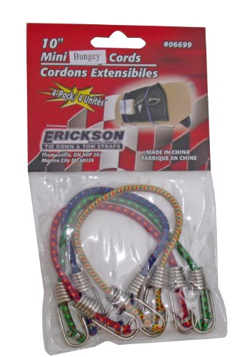 Erickson 06699 4 mm x 10" Mini Bungey Cord, (Pack of 4)