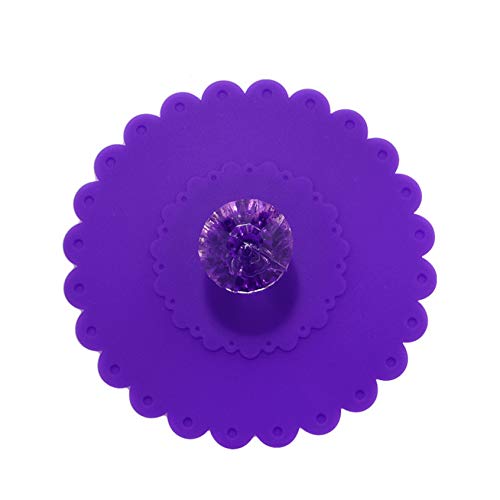 6PCS Silicone Cup Lids Airtight Creative Diamond Mug Cover Glass Cup Covers with Lace Slides Reusable Tea Coffee Drink Cup Lid (Random Color)