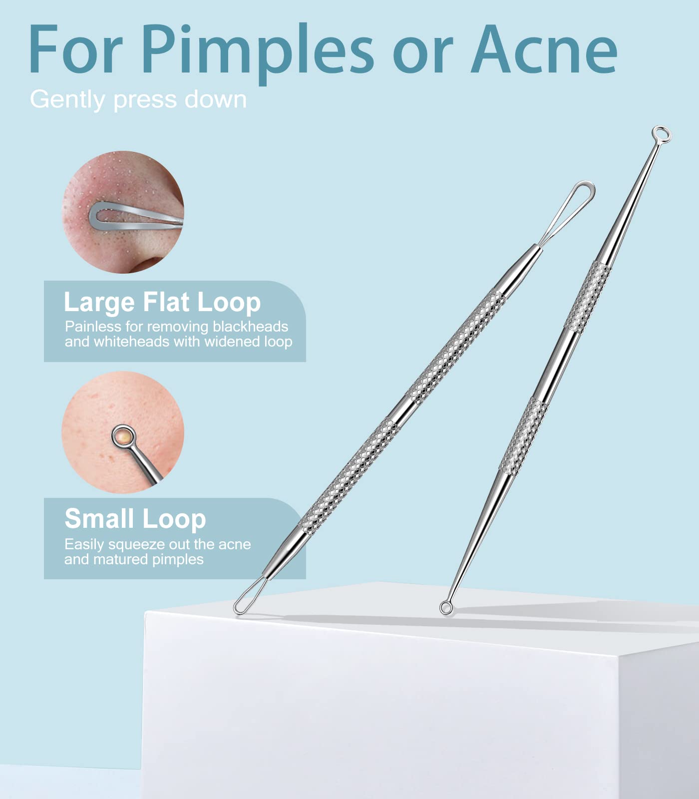 Pimple Popper Tool Kit, Upmore 6PCS Blackhead Remover Professional Stainless Acne Blemish Comedone Extractor Removal Tools with Metal Case and Tweezers for Whitehead Acne on Nose Face